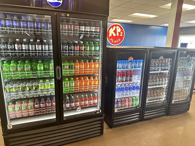 Thirst quenchers galore! KP's beverage selection is like a rainbow of refreshment, ready to complement your meal.