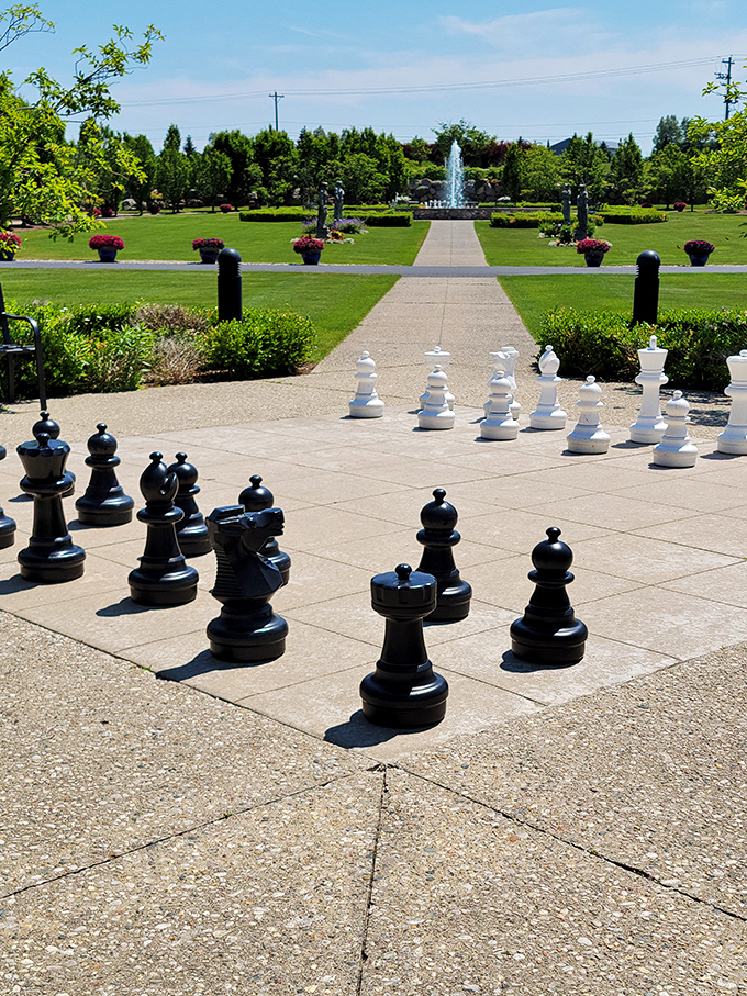 Check and mate! This larger-than-life chess set invites visitors to channel their inner Bobby Fischer &ndash; or at least pretend they're in Harry Potter.