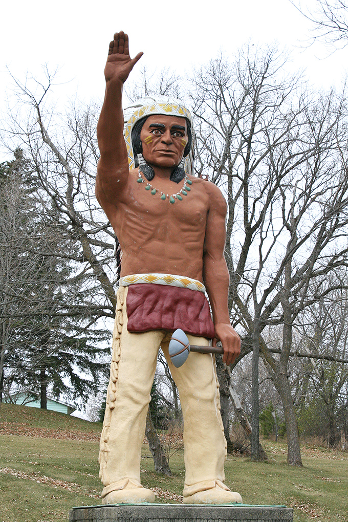 Winter, spring, summer, or fall &ndash; Chief Wenonga stands tall through it all. Talk about commitment to the job!