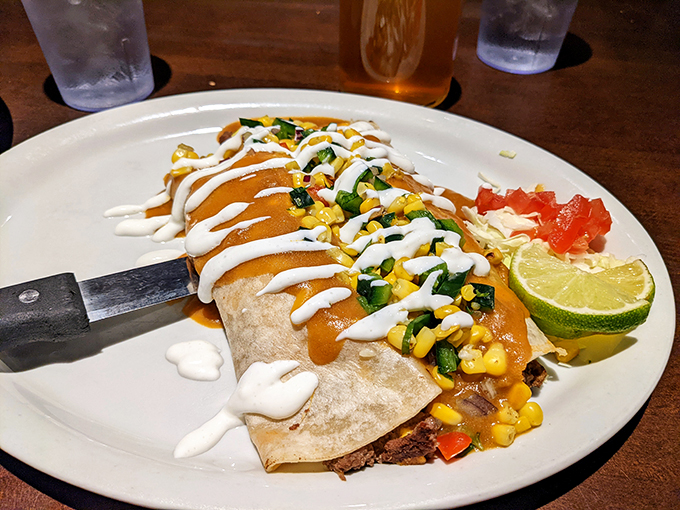 A burrito so packed, it's practically bursting at the seams. It's like a flavor pi&ntilde;ata waiting to explode in your mouth.