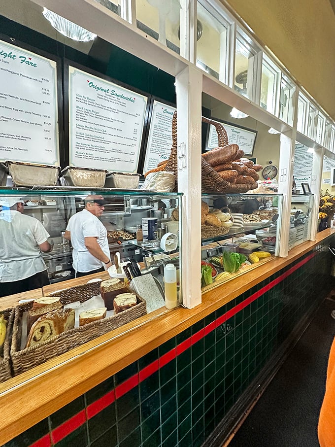 Behind the culinary curtain: Mama's counter area, where breakfast dreams are born and lunch legends are made.