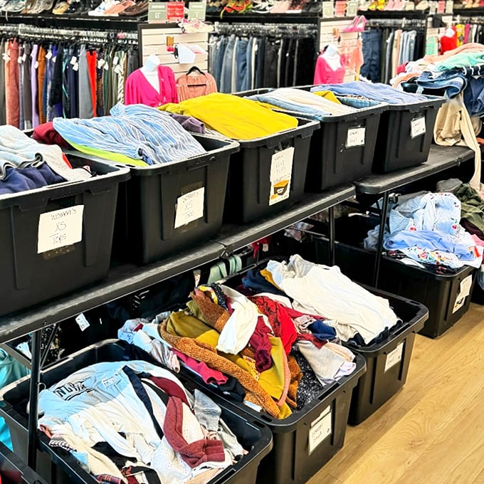 Bins of potential! Digging through these is like panning for fashion gold &ndash; you never know what treasure you'll unearth.