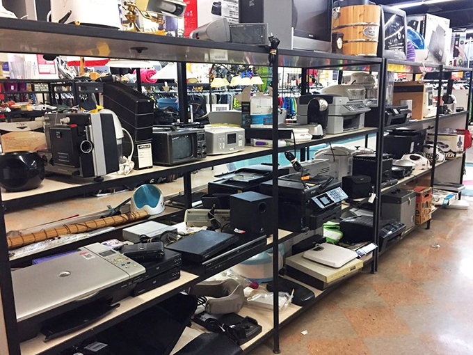 Tech graveyard or retro gold mine? One person's outdated gadget is another's nostalgic treasure in this electronic wonderland.