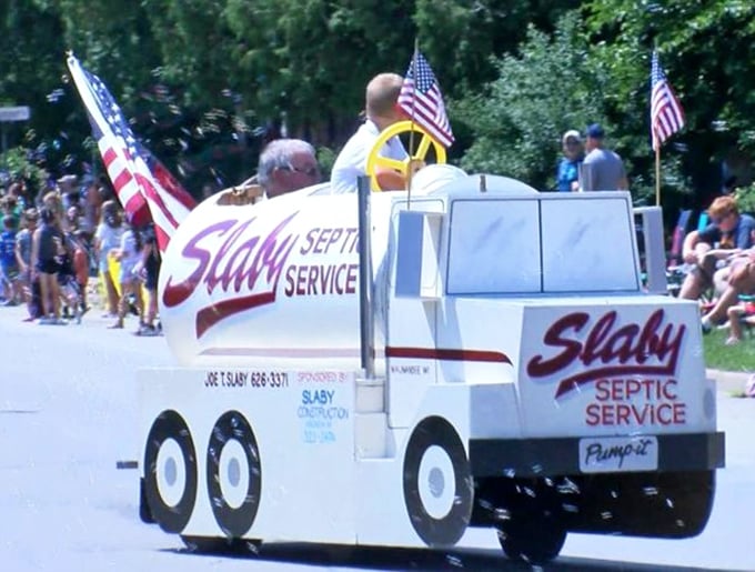 Only in small-town America: Where even septic services get their parade moment. Slaby Septic Service shows that in Trempealeau, they really know how to make a stink about local businesses.