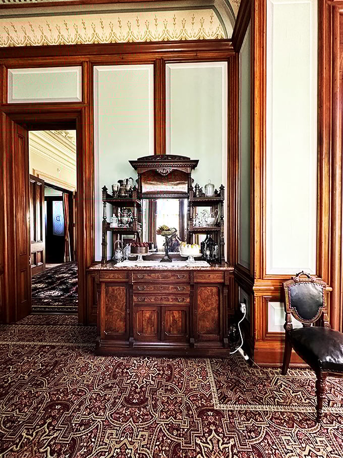 Mirror, mirror, on the wall, who's the fanciest sideboard of them all? This beauty could tell tales to make your grandmother's china blush.