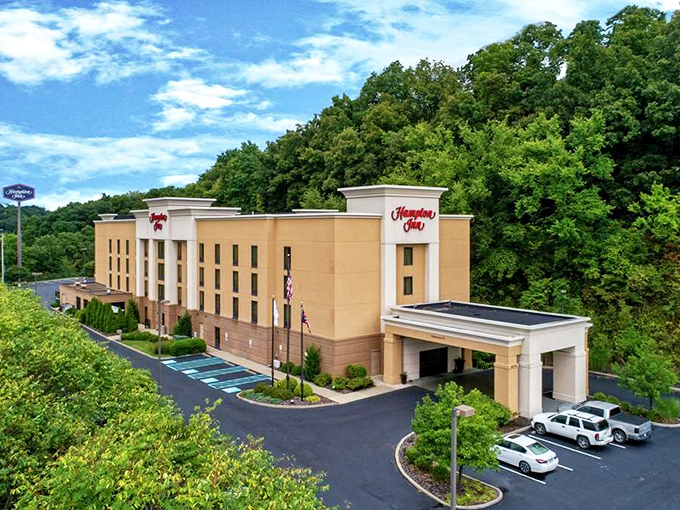 Need a place to rest your head? This Hampton Inn is nestled so snugly in the trees, you might mistake it for an upscale treehouse. Just don't expect Tarzan to be your bellhop.