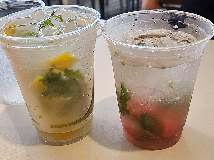 Mint condition! These mojitos aren't just drinks; they're like a cool breeze on a hot day, served with a side of vacation vibes.