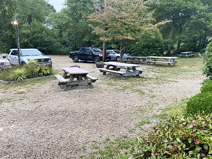 Al fresco feast awaits! These picnic tables are perfect for those "I'm-one-with-nature" moments.