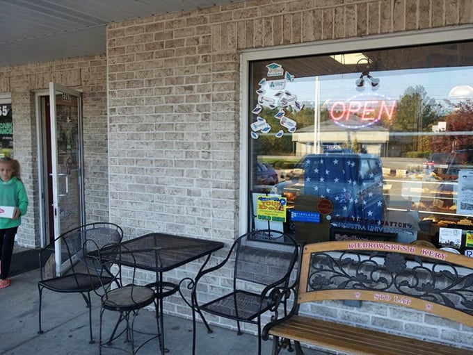 Al fresco feasting awaits! This charming outdoor nook is perfect for savoring your treats while people-watching.