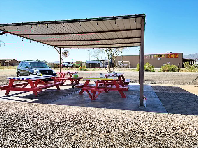 Al fresco dining, Arizona style! Enjoy your grub with a side of sunshine and mountain views.
