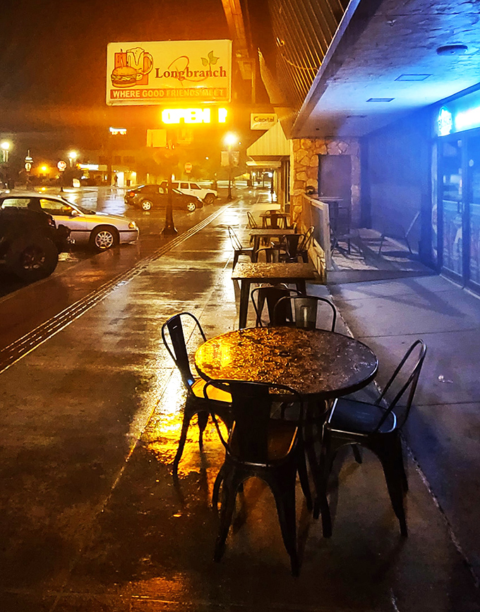 Rain or shine, the Longbranch's outdoor seating is always prime people-watching real estate. Pull up a chair and enjoy the show!