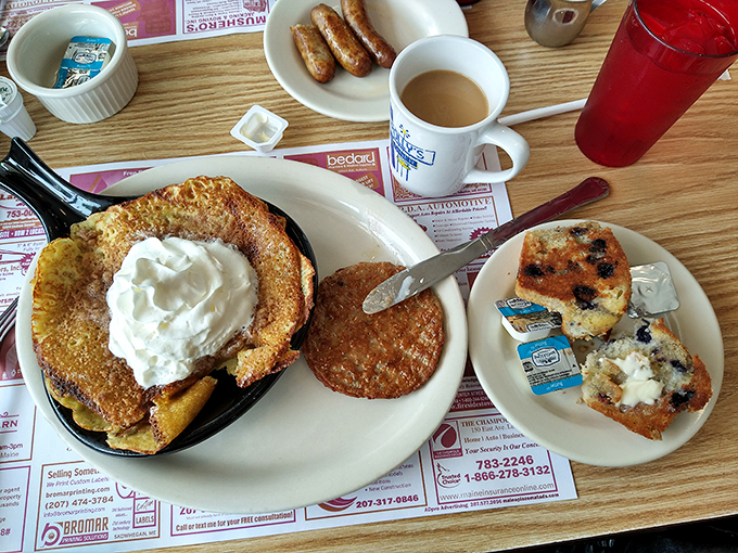 Pancakes so perfect, they could make Mrs. Butterworth weep with joy. Topped with a dollop of cream that's basically a breakfast halo.