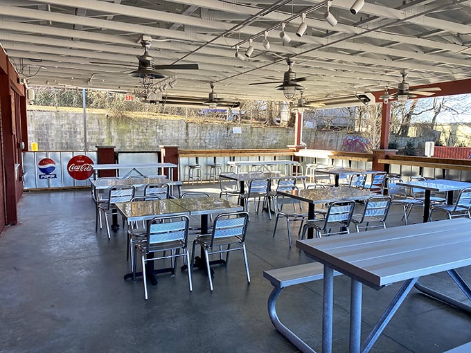 Al fresco feasting at its finest! This patio is where Southern hospitality meets fresh air dining &ndash; just add friends and finger-licking goodness.