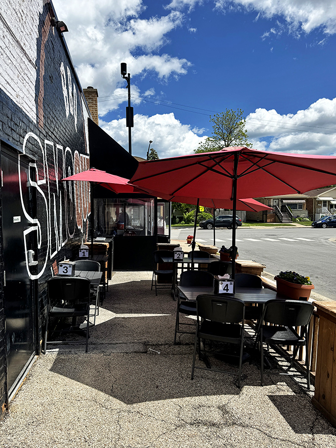 Smoque's patio: Where fresh air meets fresh BBQ. It's like a picnic, but with someone else doing all the work. Win-win!