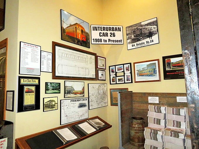Wall of fame, train edition! These vintage photos and posters are like a Facebook timeline for the golden age of rail travel.
