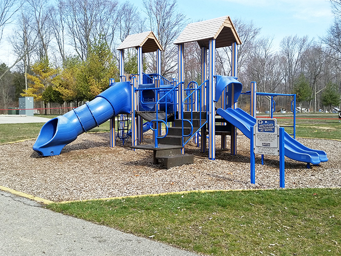 Recess never looked so good! This playground is like a mini American Ninja Warrior course for the juice box crowd. Parents, prepare your "be careful" speeches!
