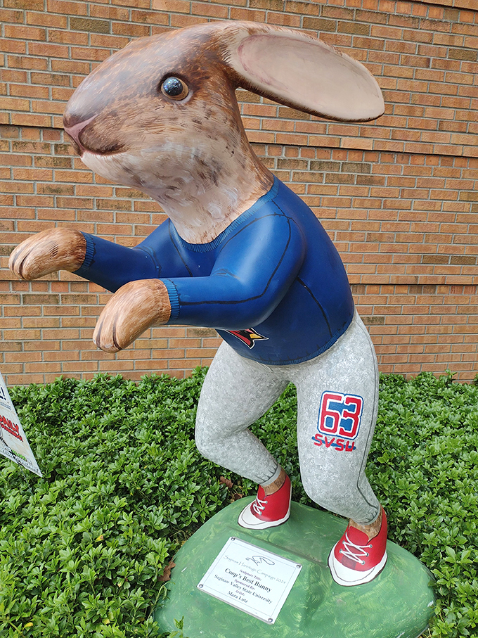 Is it a hare-raising experience or just hare-larious? This sporty bunny proves that art can hop right off the pedestal and into your heart.