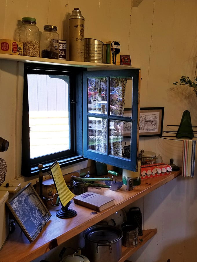 Shelf life: Pickle edition! These charming shelves showcase a collection of vintage goods that'll transport you straight back to Grandma's pantry.