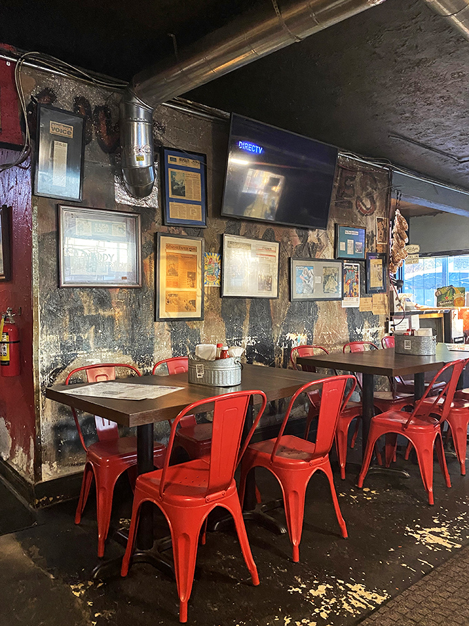 History on the walls, flavor on the tables. Each scratch and scuff tells a story of countless satisfied diners who came before you.