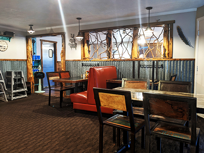 Cozy nooks and weathered wood create an atmosphere as inviting as grandma's kitchen, but with better lighting and fewer doilies.