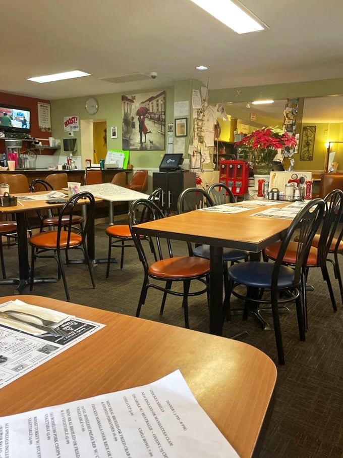 Tables set for a breakfast symphony. Each place setting is an invitation to compose your own morning masterpiece, conducted by friendly waitstaff.