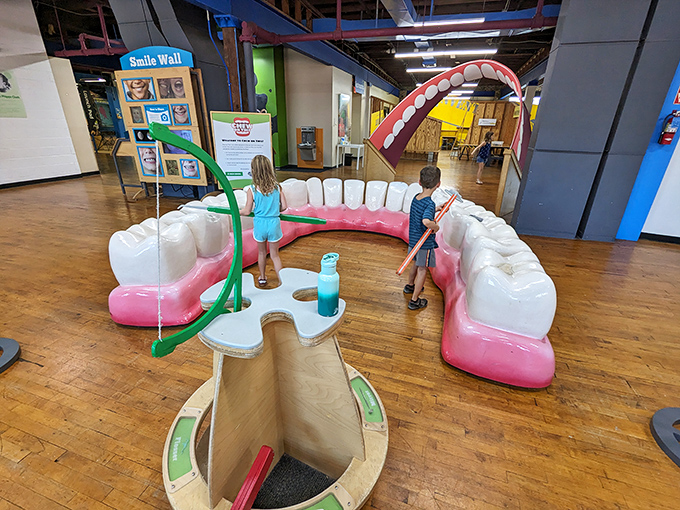 Say "Ahhh" to amazing! This giant chomper setup isn't just for giggles &ndash; it's a mouthful of dental knowledge waiting to be explored.