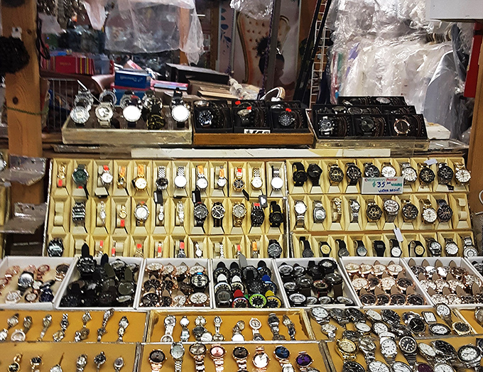 Time flies when you're having fun! This watch display is a tick-tocking temptation for collectors. Who knew punctuality could be so stylish?