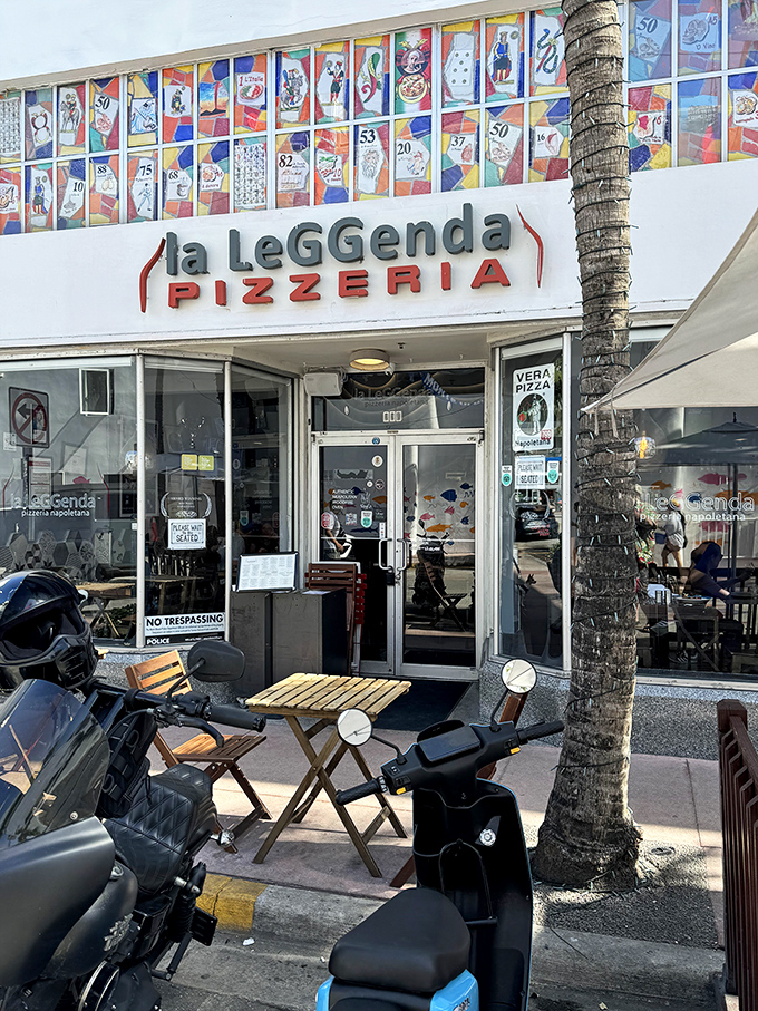 La Leggenda: Where pizza becomes art! This colorful facade hints at the masterpieces waiting inside. Prepare for a flavor renaissance!