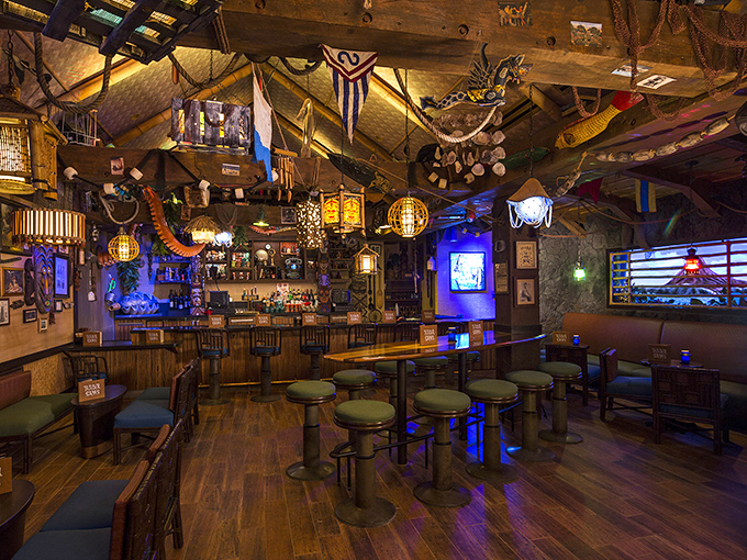 Polynesian magic in a glass! Trader Sam's interactive tiki bar brings your cocktails to life with theatrical flair.