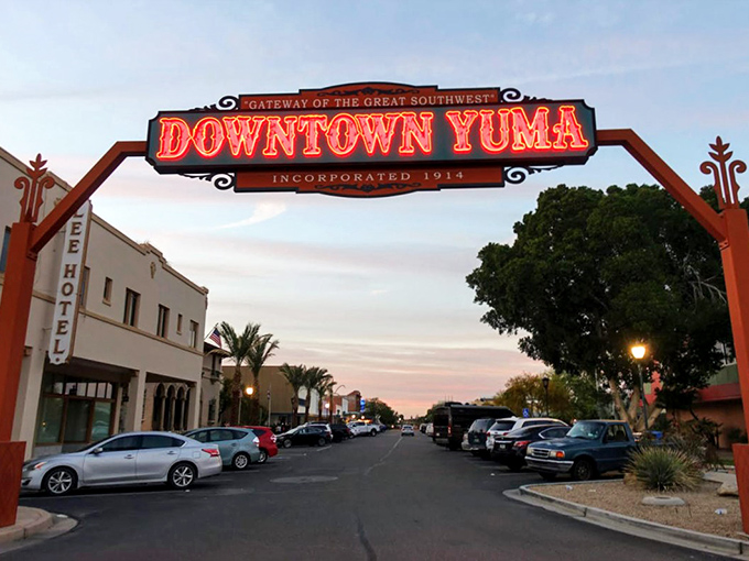 Yuma's historic downtown arch welcomes you to the Wild West's sunniest outpost. Bring your sunglasses and your sense of adventure!