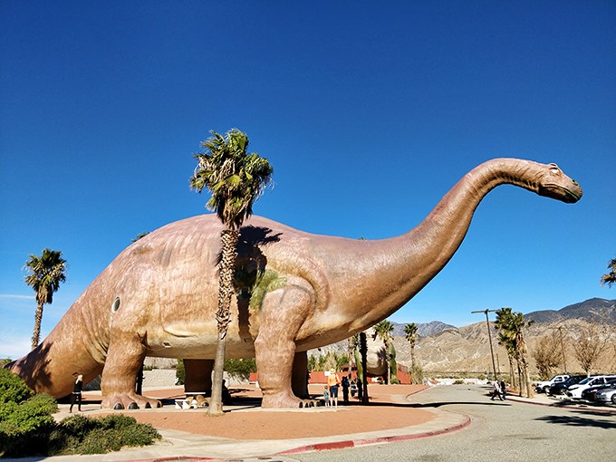 Part kitschy landmark, part gift shop, these concrete colossi are the closest you'll get to Jurassic Park without the pesky velociraptors.