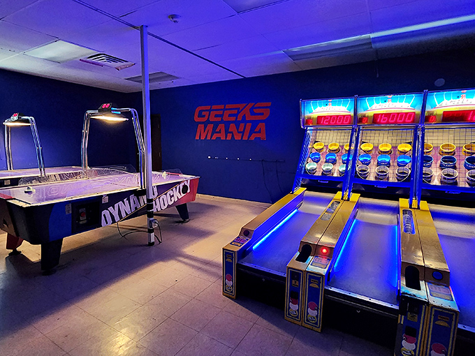 Glide into action on the air hockey table! It's like ice hockey, minus the ice, the skates, and the risk of losing teeth.