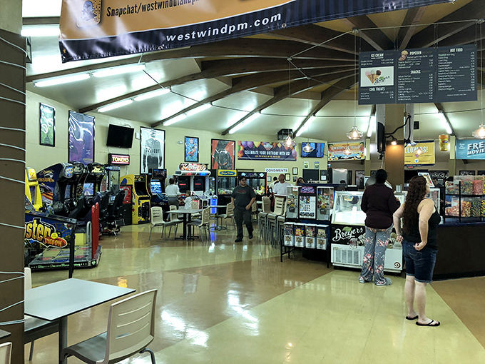 Step into a time warp of fun! This retro arcade is your ticket to nostalgia, where Pac-Man and pinball reign supreme between double features.