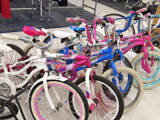 Wheels of fortune! These colorful bikes are just waiting to take some lucky kid on their next big adventure.