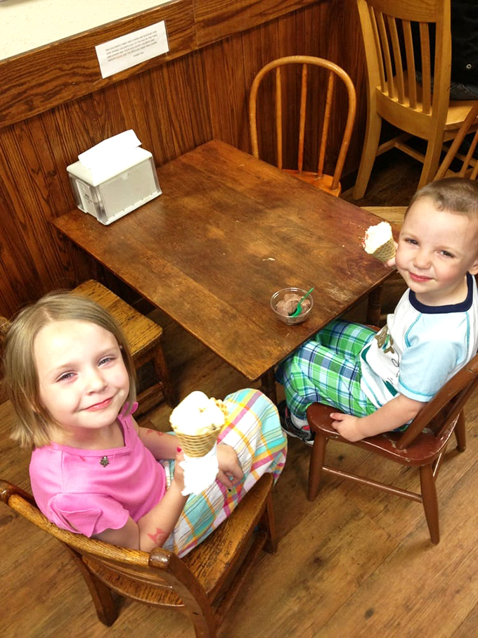 Happy faces and empty bowls: the universal language of ice cream satisfaction. No translation needed.