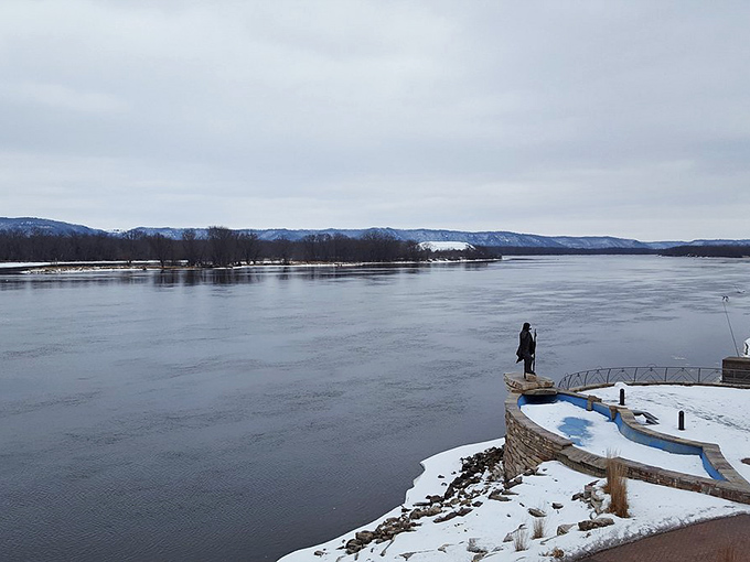 Winter wonderland: Even Jack Frost can't resist Wabasha's charms, turning the riverfront into a scene worthy of a holiday card.