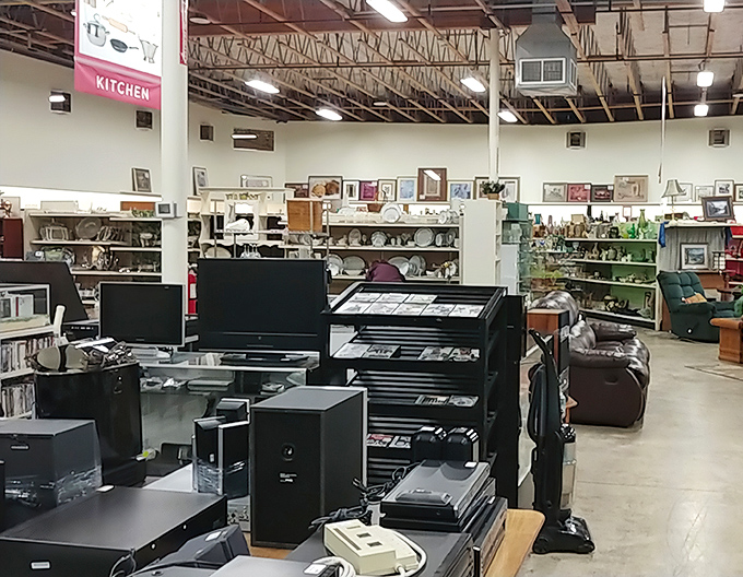The electronics section proves one person's outdated tech is another's vintage gold mine.