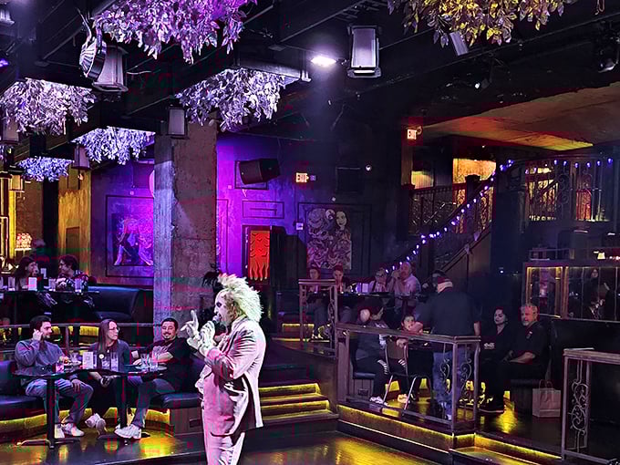 It's showtime, folks! At Beetle House, dinner and a show go hand in hand, proving that the dead sure know how to party.