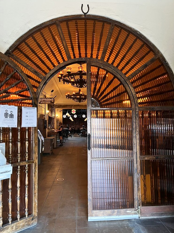 Enter through the time portal. This entrance promises a night of Prohibition-era fun, minus the actual prohibitions.