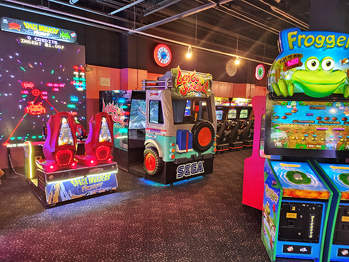 A buffet of bleeps and bloops! From Frogger to futuristic fighters, this corner's got more options than a diner menu.