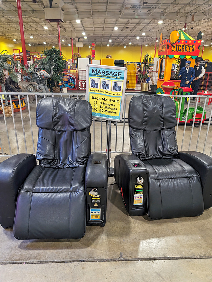 From button-mashing to back-kneading. These massage chairs are the unsung heroes of the arcade, rescuing parents one sore muscle at a time.