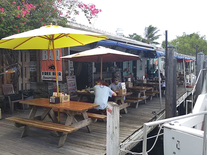 Al fresco dining with a side of paradise. Your office view could never compete with this seaside setup.