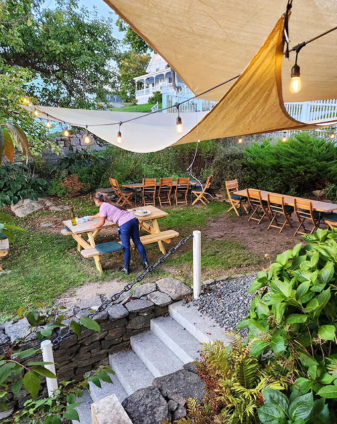 Dining al fresco never looked so inviting! This magical garden setup is like a scene from A Midsummer Night's Dream, but with better food.