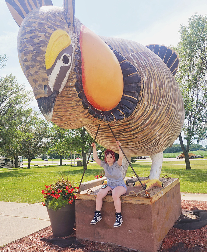 Chicken selfie central: Strike a pose with Rothsay's favorite resident. It's the ultimate 'chick' pic!