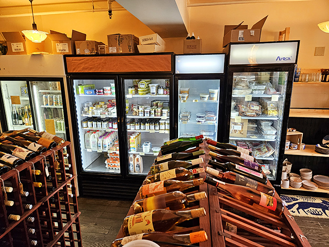 A refrigerated treasure trove of liquid happiness. From artisanal sodas to local brews, there's a bottle of joy for everyone.