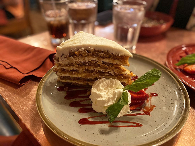 Layer upon layer of sweet, creamy goodness &ndash; this carrot cake is stacked higher than a cowboy's tales after a long cattle drive.