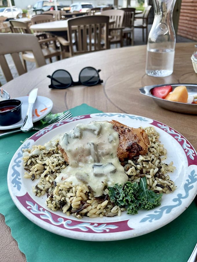 Who knew rice could be so nice? This Chicken Kiev is like a warm, garlicky hug for your taste buds.