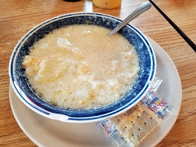 A bowl of pure comfort! This clam chowder looks thick enough to stand a spoon in - challenge accepted?