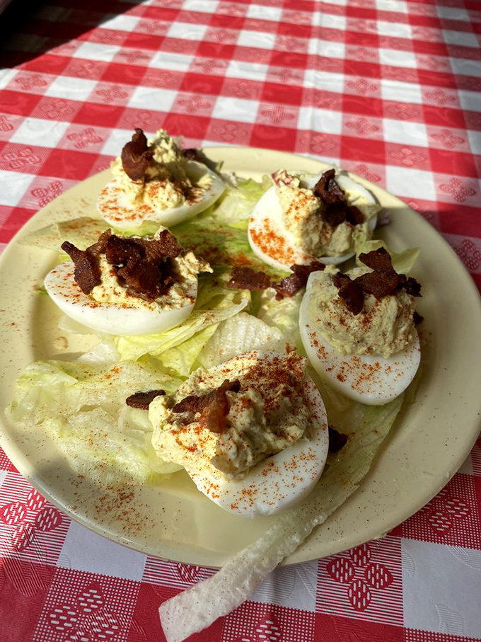 Deviled eggs with a twist! These little bites of heaven are so good, they might make you question your loyalties.
