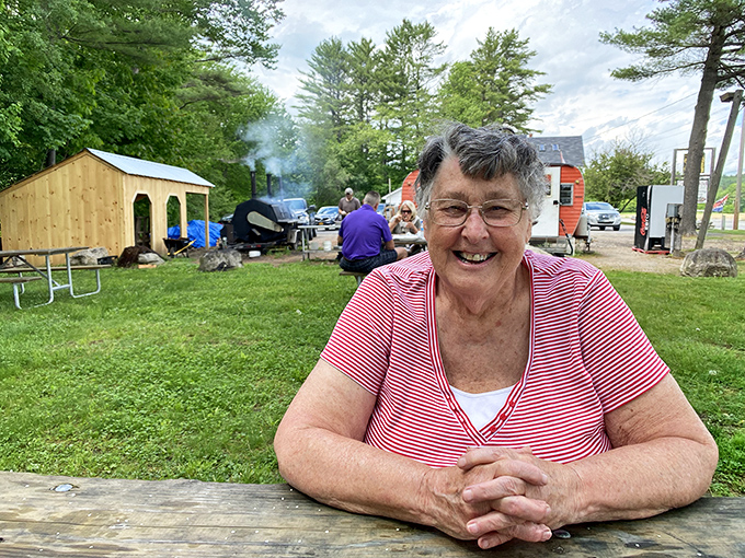 Picnic table paradise! Nothing says "summer in Maine" quite like enjoying world-class BBQ under a canopy of pines.